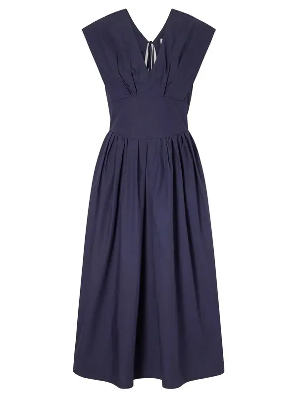 Rosie Assoulin In Full Bloom Gathered Cotton-taffeta Midi Dress - Blue
