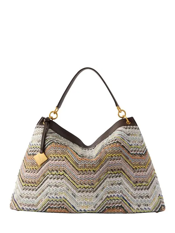 Missoni Sequined-embellished Striped Woven Shoulder Bag - Neutrals