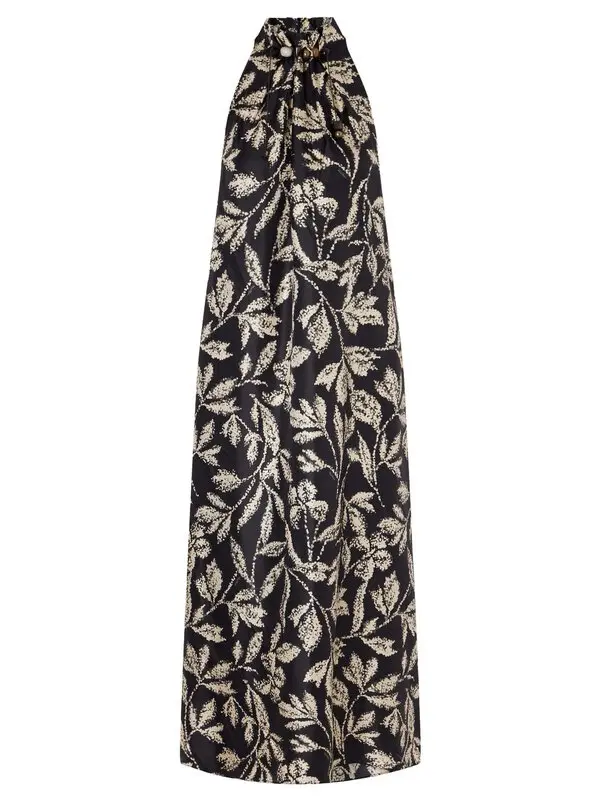 Max Mara Printed Silk-twill Midi Dress - Black