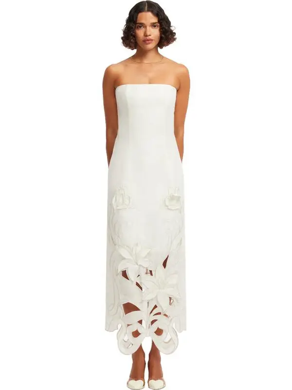 LEO LIN Rayna Appliqué Bustier Maxi Dress - Snow