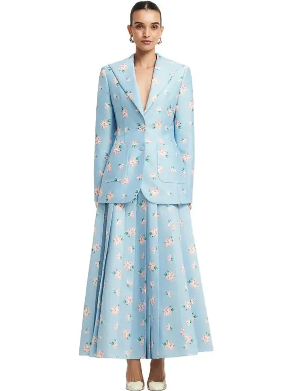 LEO LIN Brynn Blazer - Ditsy Floral Print In Blue