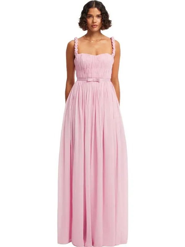 LEO LIN Angelina Ruffled Floor Length Dress - Pastel Pink