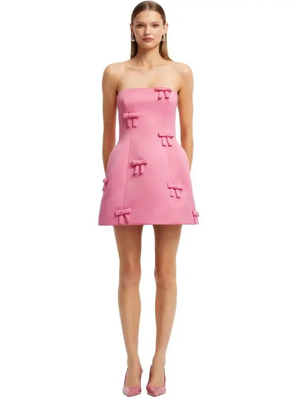 LEO LIN Roselle Bow Mini Dress - Fuchsia