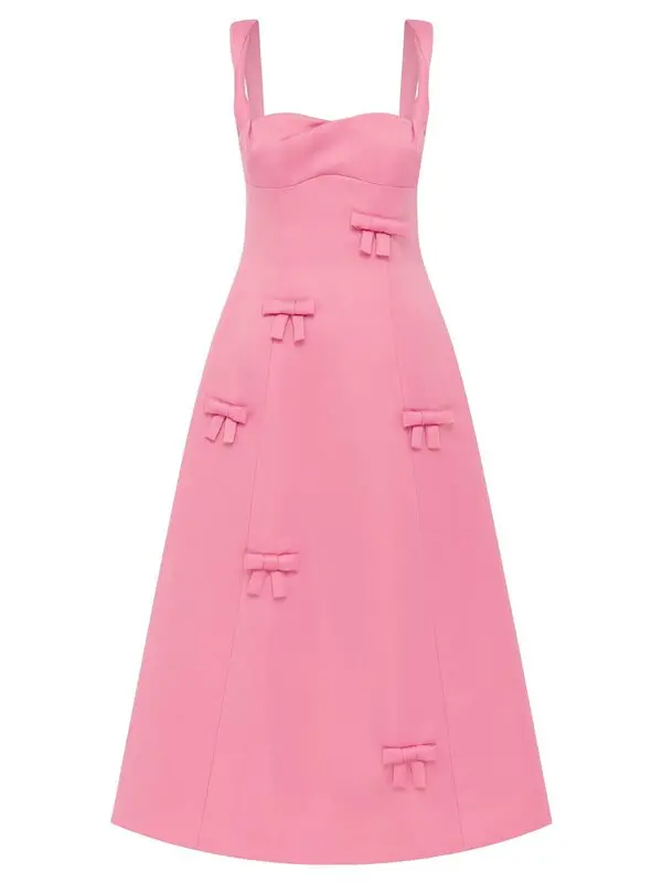 LEO LIN Beatrice Bow Midi Dress - Fuchsia