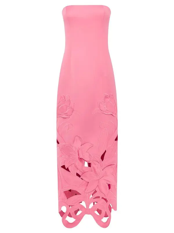 LEO LIN Rayna Appliqué Bustier Maxi Dress - Fuchsia
