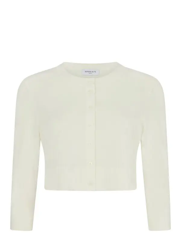 Serena Bute Fitted Cropped Cardigan - White