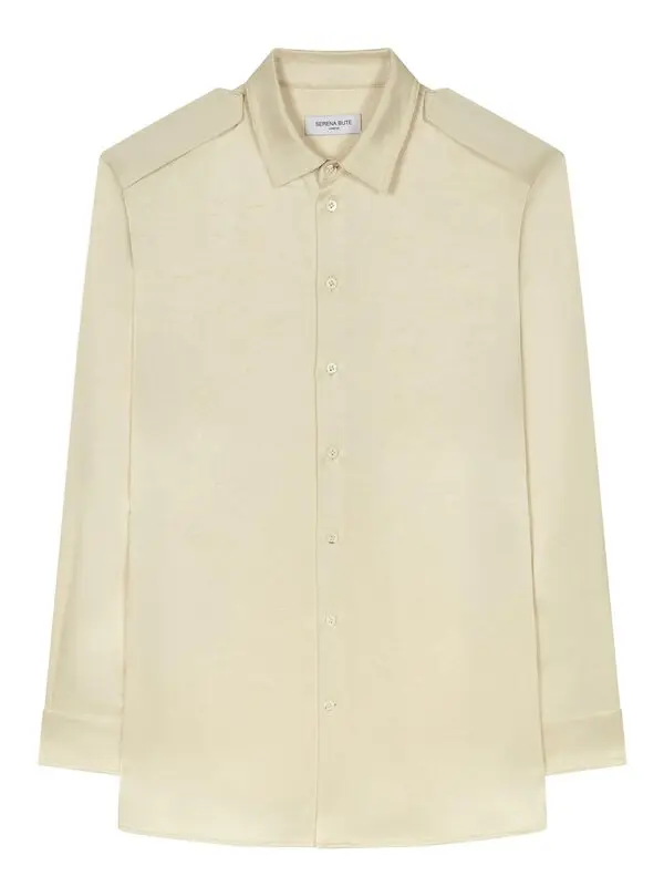 Serena Bute Satin Cargo Shirt - Cream