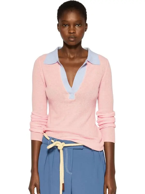 Serena Bute Silk Blend Henley - Pink