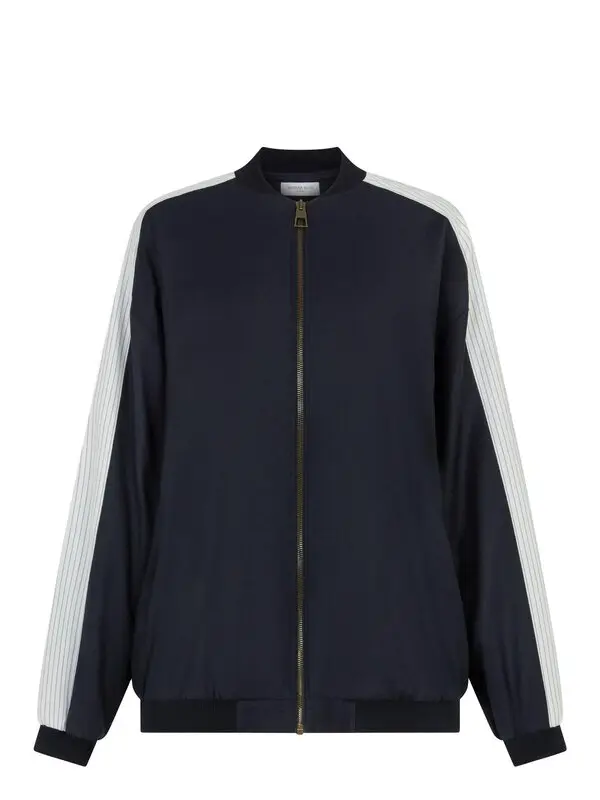 Serena Bute Cashmere Blend Bomber Jacket - Navy