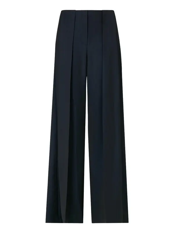 Serena Bute Wool Pleated Trouser - Navy
