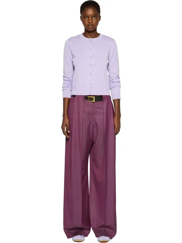 Serena Bute Wool Beltloop Pleated Trouser - Purple