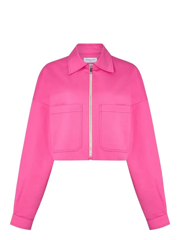Serena Bute Cotton Gabardine Cropped Jacket - Pink