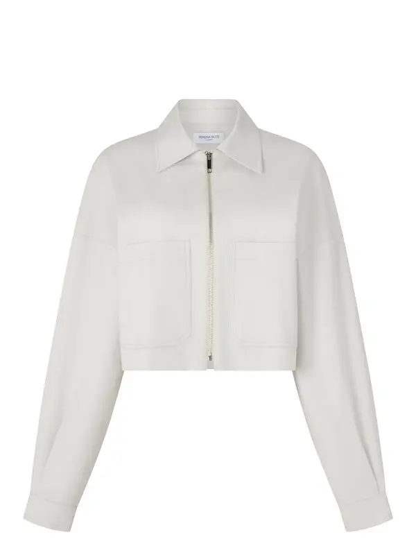 Serena Bute Cotton Gabardine Dropped Shoulder Jacket - Light Grey