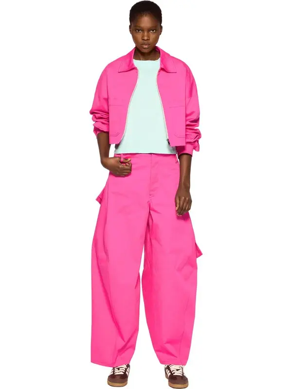 Serena Bute Cotton Gabardine Barrel Leg Cargo Trouser - Pink
