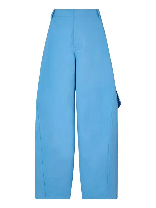 Serena Bute Cotton Gabardine Barrel Leg Cargo Trousers - Blue
