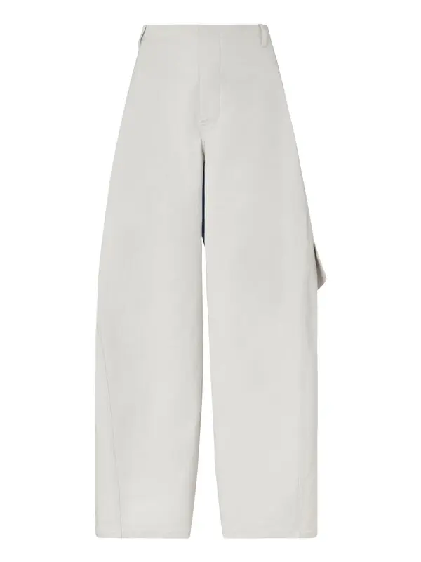 Serena Bute Cotton Gabardine Barrel Leg Cargo Trousers - Light Grey