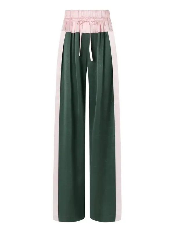 Serena Bute Satin Wide Waistband Jogger - Dark Green