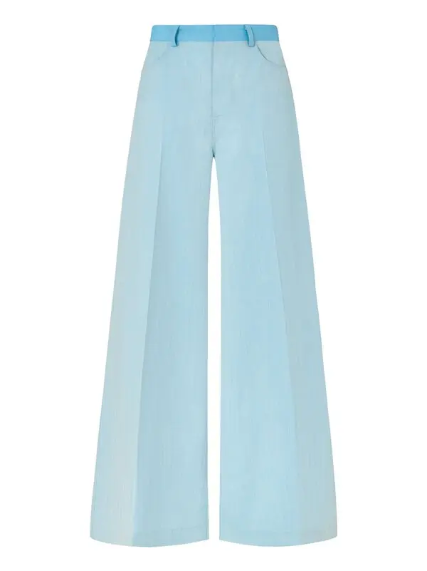 Serena Bute Wool Wide Leg Trousers - Sky Blue