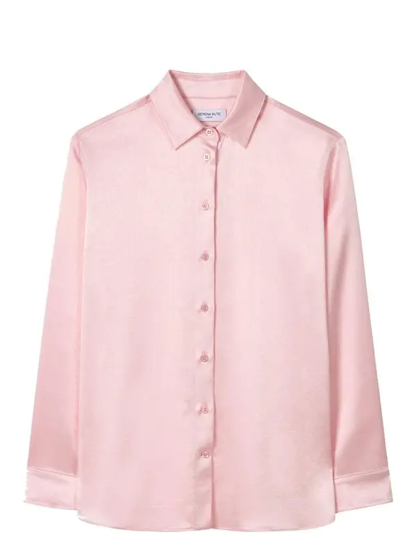 Serena Bute Satin Boyfriend Shirt - Pale Pink