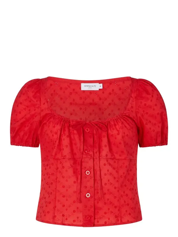 SERENA BUTE LONDON Broderie Bodice Top - Red