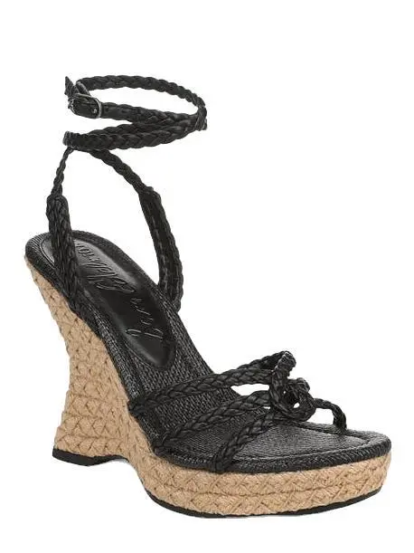 Sam Edelman Espadrille Ankle Strap Platform Wedge Sandals - Black