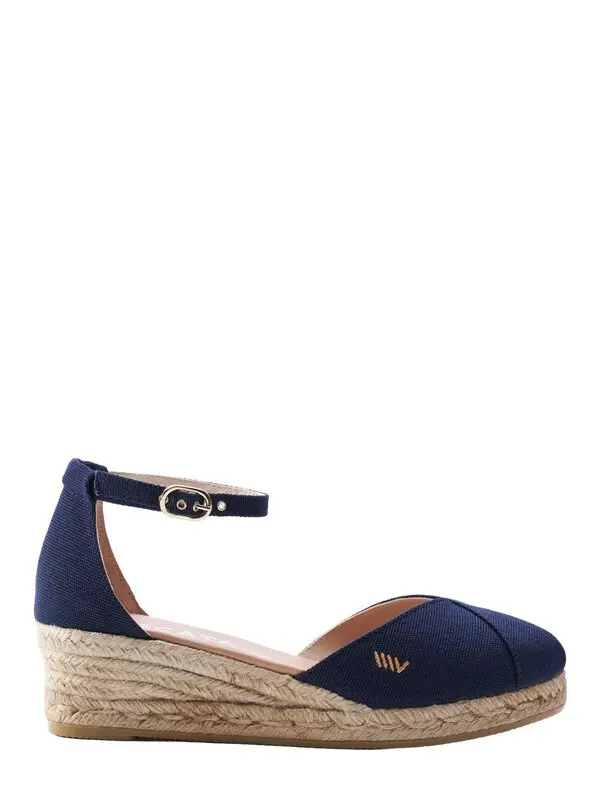 VISCATA Formiga Canvas Espadrille Wedges - Navy Blue