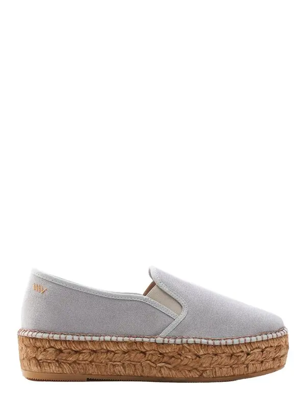 VISCATA Castell Canvas Espadrille Platforms - Ash Grey