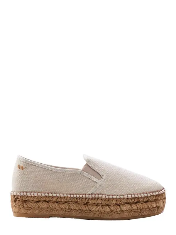 VISCATA Castell Canvas Espadrille Platforms - Beige