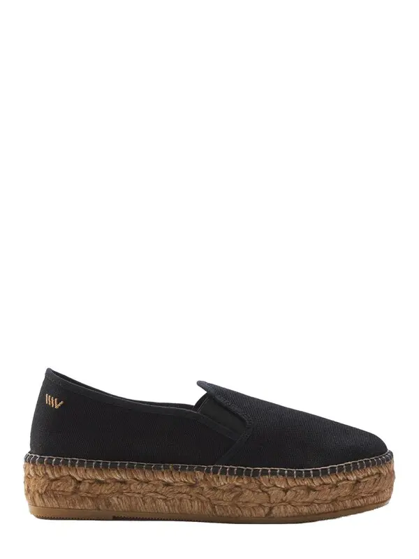 VISCATA Castell Canvas Espadrille Platforms - Black