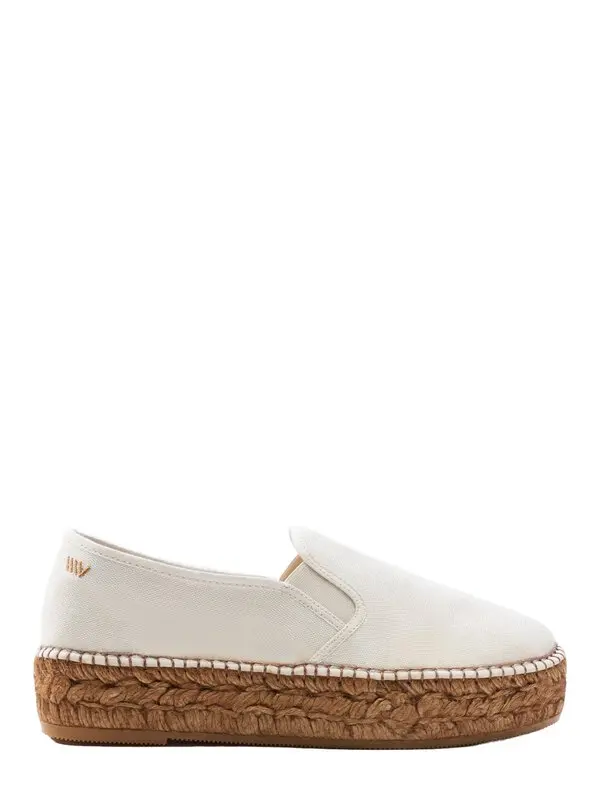 VISCATA Castell Canvas Espadrille Platforms - Ivory
