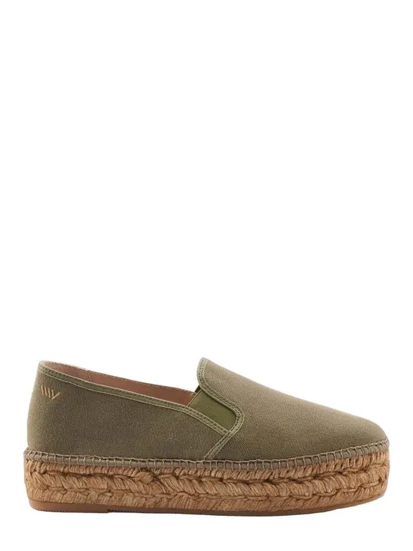 VISCATA Castell Canvas Espadrille Platforms - Olive