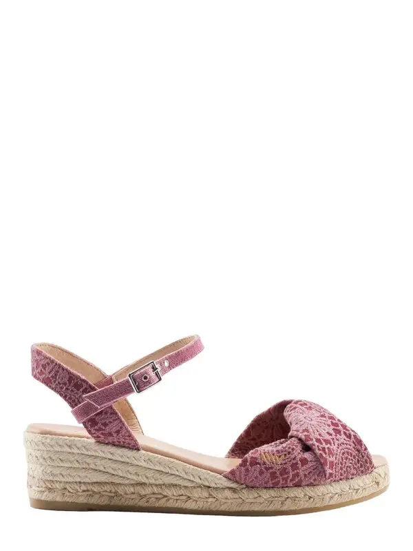 VISCATA Canvas Espadrille Sandal Wedges - Crochet Burgundy