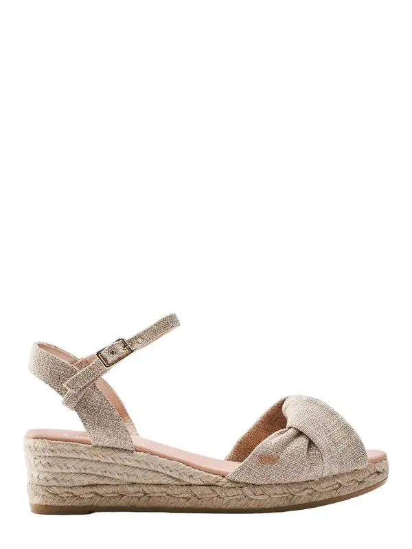 VISCATA Canvas Espadrille Sandal Wedges - Gold