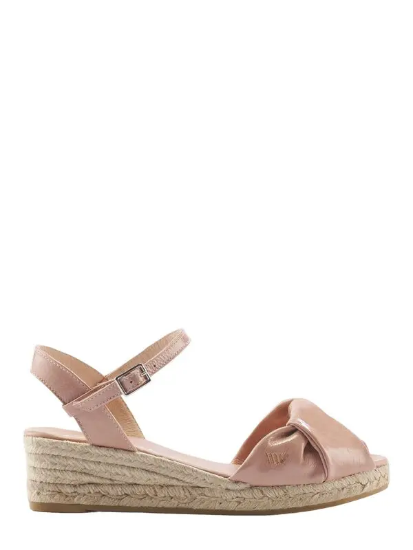 VISCATA Canvas Espadrille Sandal Wedges - Leather Pink
