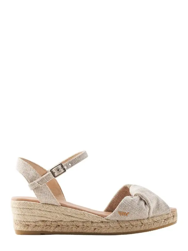 VISCATA Canvas Espadrille Sandal Wedges - Silver