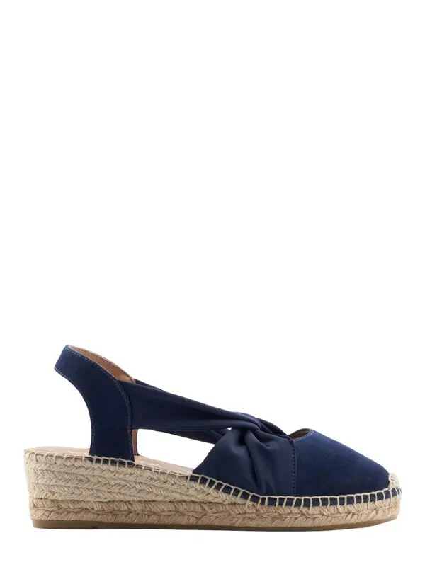 VISCATA Morisca Suede Espadrille Wedges - Navy Blue