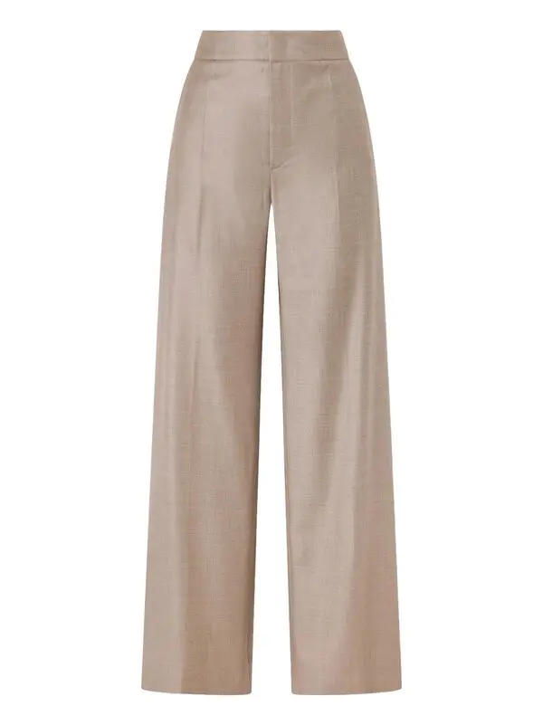Sasuphi Pleated Wool Wide-leg Pants - Taupe
