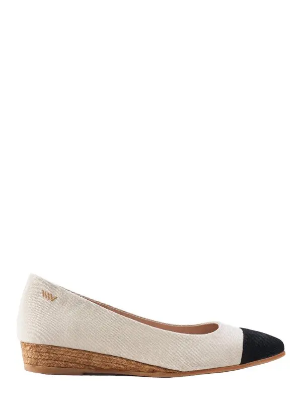 VISCATA Rubina Canvas Espadrille Flats - Beige Tip Black