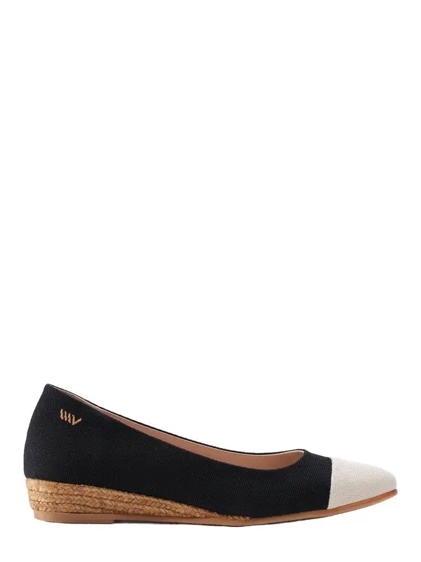 VISCATA Rubina Canvas Espadrille Flats - Black Tip Beige