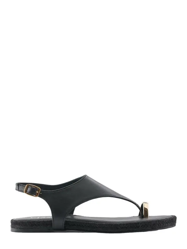 VISCATA Delmar Leather Sandal Flats - Black