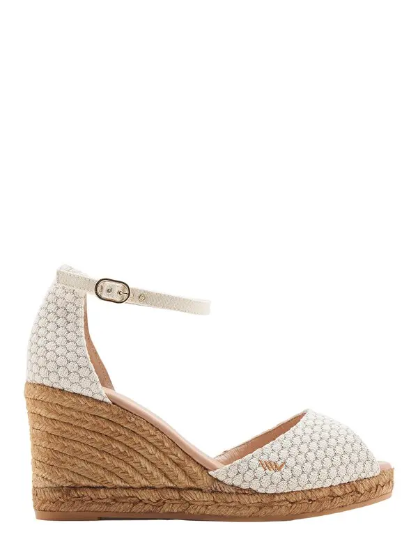 VISCATA Aiguafreda Premium Fabrics Espadrille Sandal Wedges - White Mesh