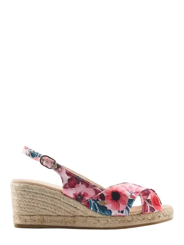 VISCATA Llansa Espadrille Wedge Sandals - Red Flowers