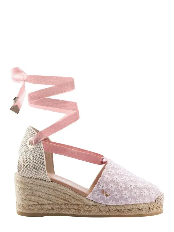 VISCATA Escala Premium Canvas Espadrille Wedges - Daisy Pink