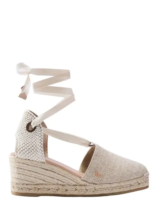 VISCATA Escala Premium Canvas Espadrille Wedges - Gold