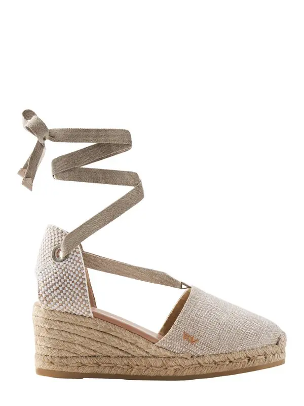 VISCATA Escala Premium Canvas Espadrille Wedges - Silver