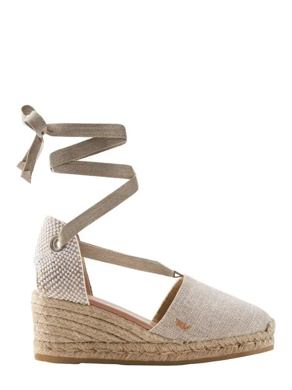 VISCATA Escala Premium Canvas Espadrille Wedges - Silver