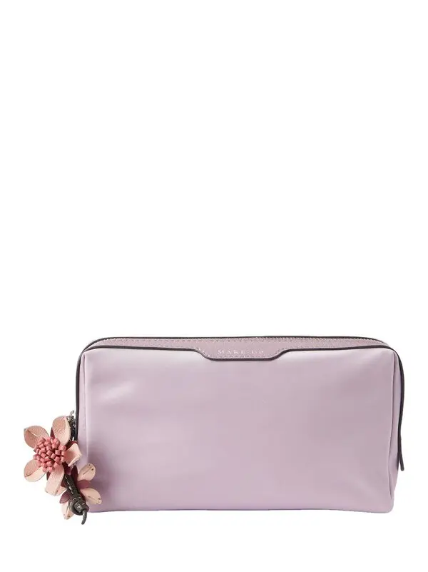 ANYA HINDMARCH Sakura Blossom Leather-trimmed Cosmetics Case - Purple