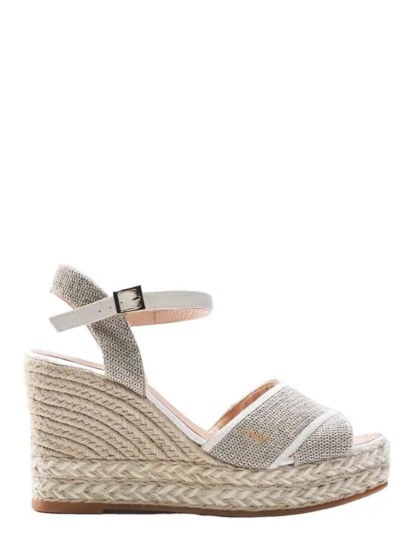 VISCATA Empuria Canvas Espadrille Wedge Sandals - Ivory