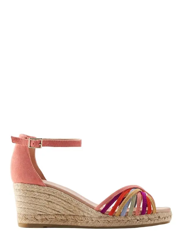 VISCATA Miera Suede Espadrille Sandal Wedges - Pink