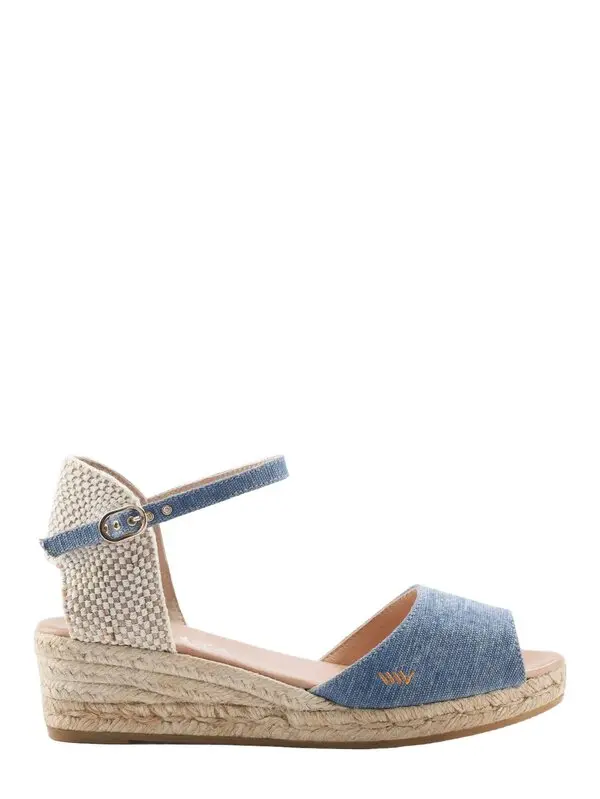VISCATA Cavall Premium Fabrics Espadrille Sandal Wedges - Washed Denim